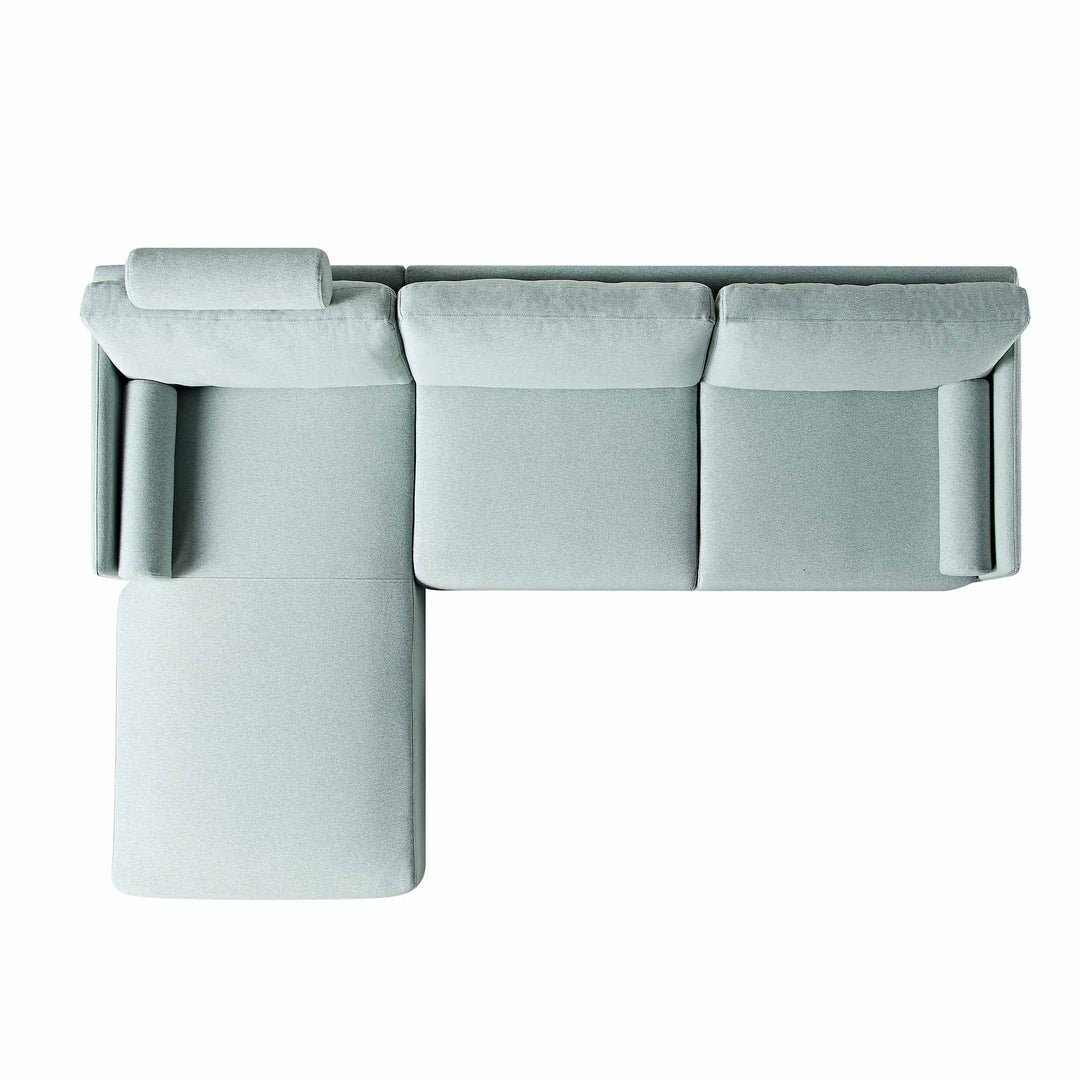 Timber Sage Green Fabric Sofa, Large 3-Seater Chaise Sofa Left Hand Fa ...