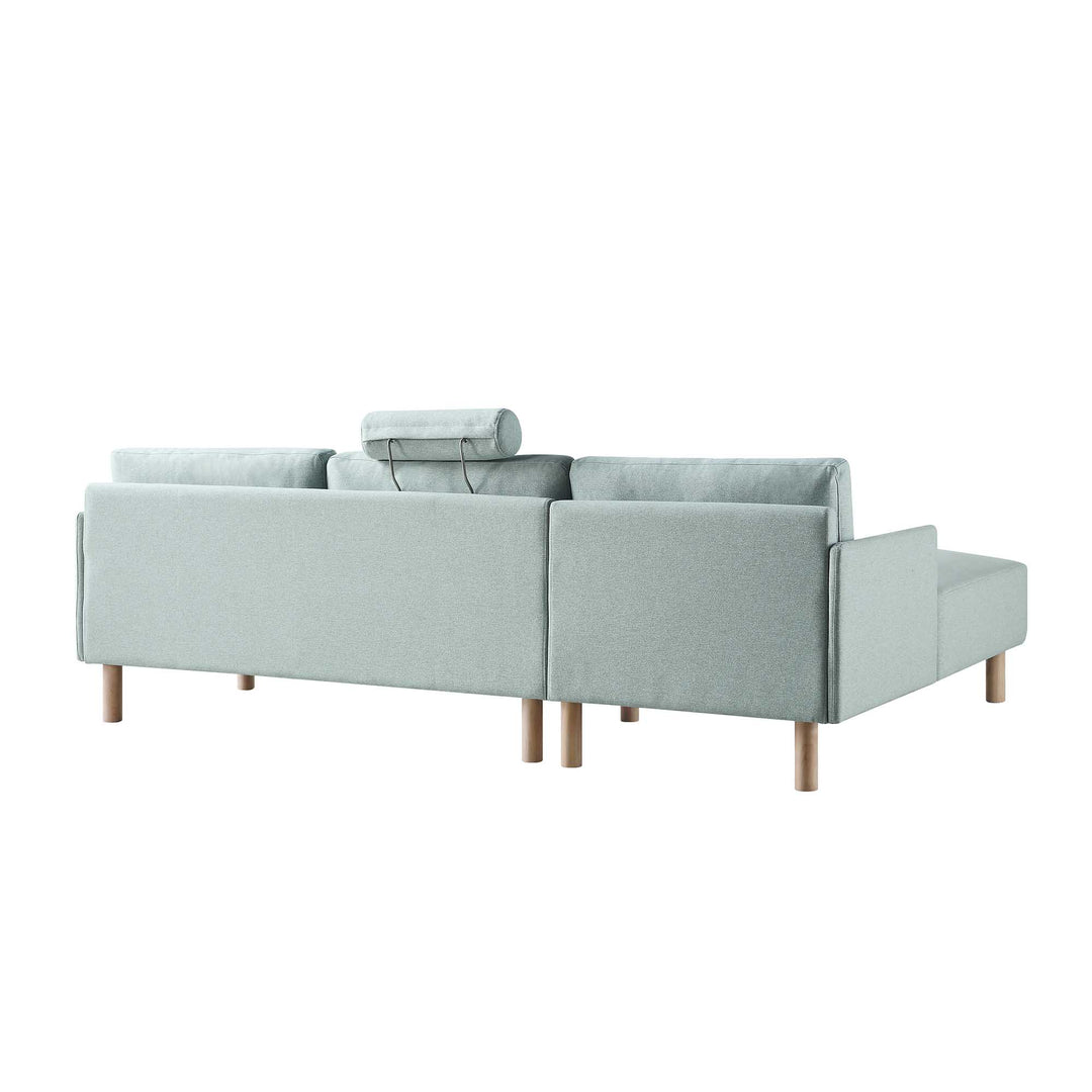 Timber Sage Green Fabric Sofa, Large 3-Seater Chaise Sofa Left Hand Fa ...