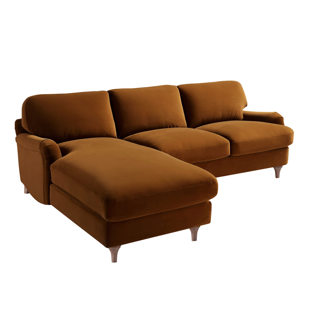 Daphnis Cinnamon Velvet Sofa, Grande Chaise Sofa Left Hand | daals