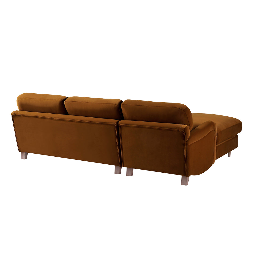 Daphnis Cinnamon Velvet Sofa, Grande Chaise Sofa Left Hand Facing | daals