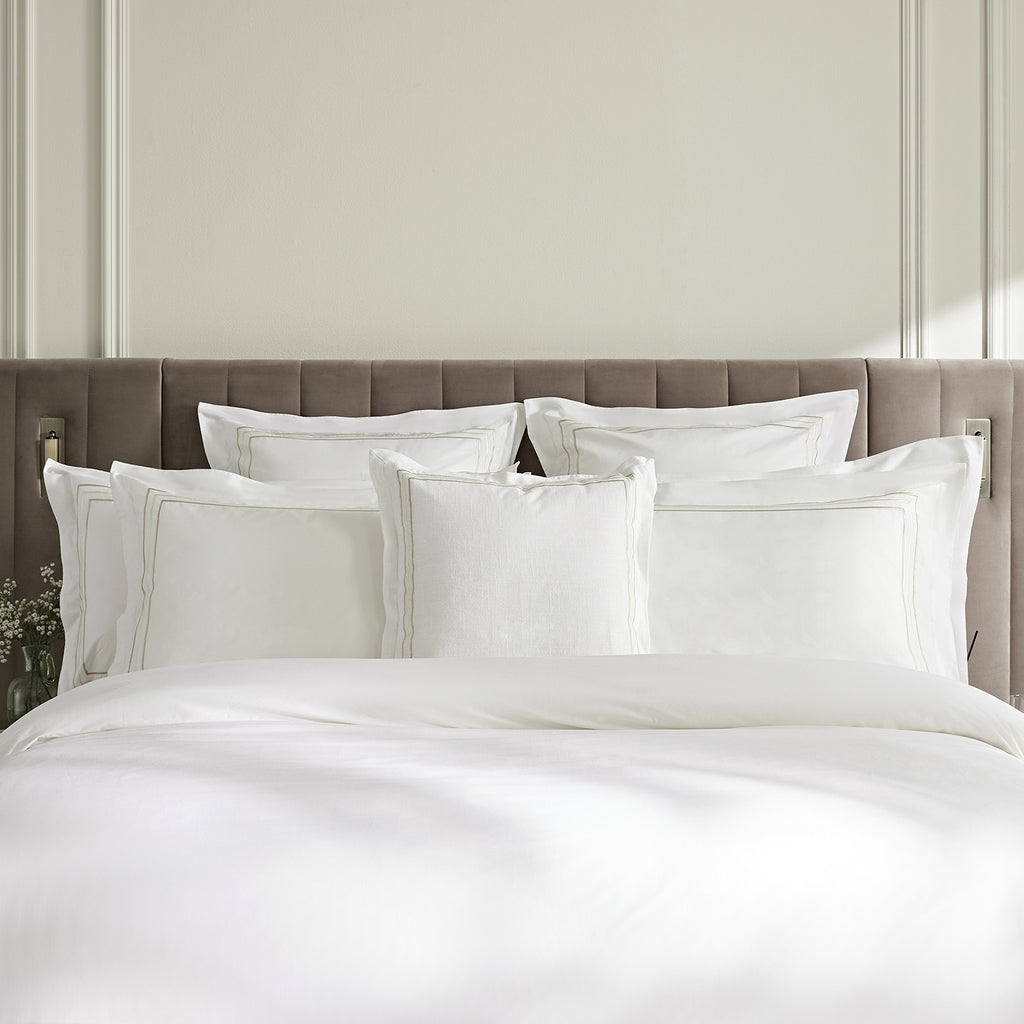 Belvedere Champagne Gold Cord Embroidered Cotton Cushion | daals