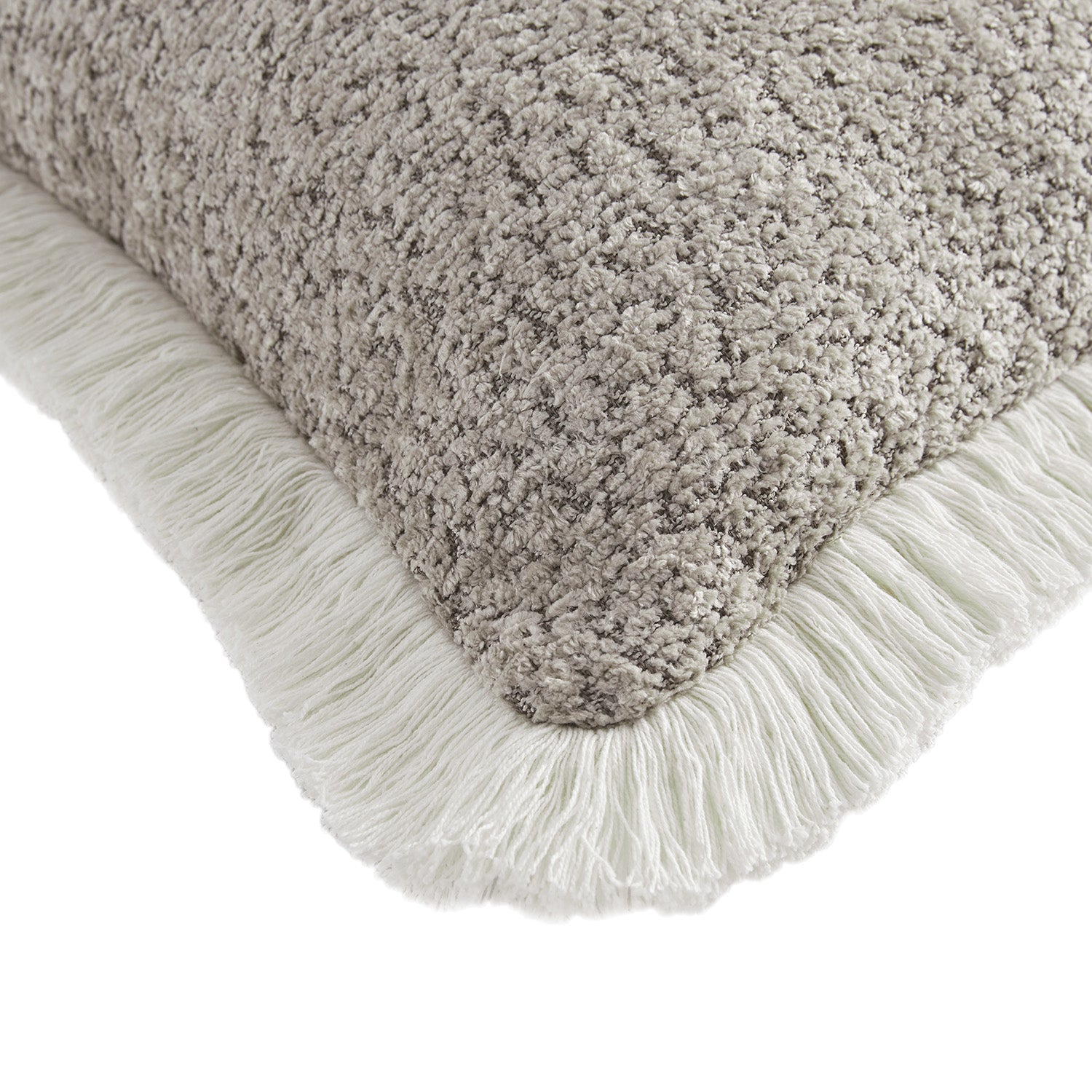 Kyra Stone Bouclé Fringed Rectangular Cushion | daals