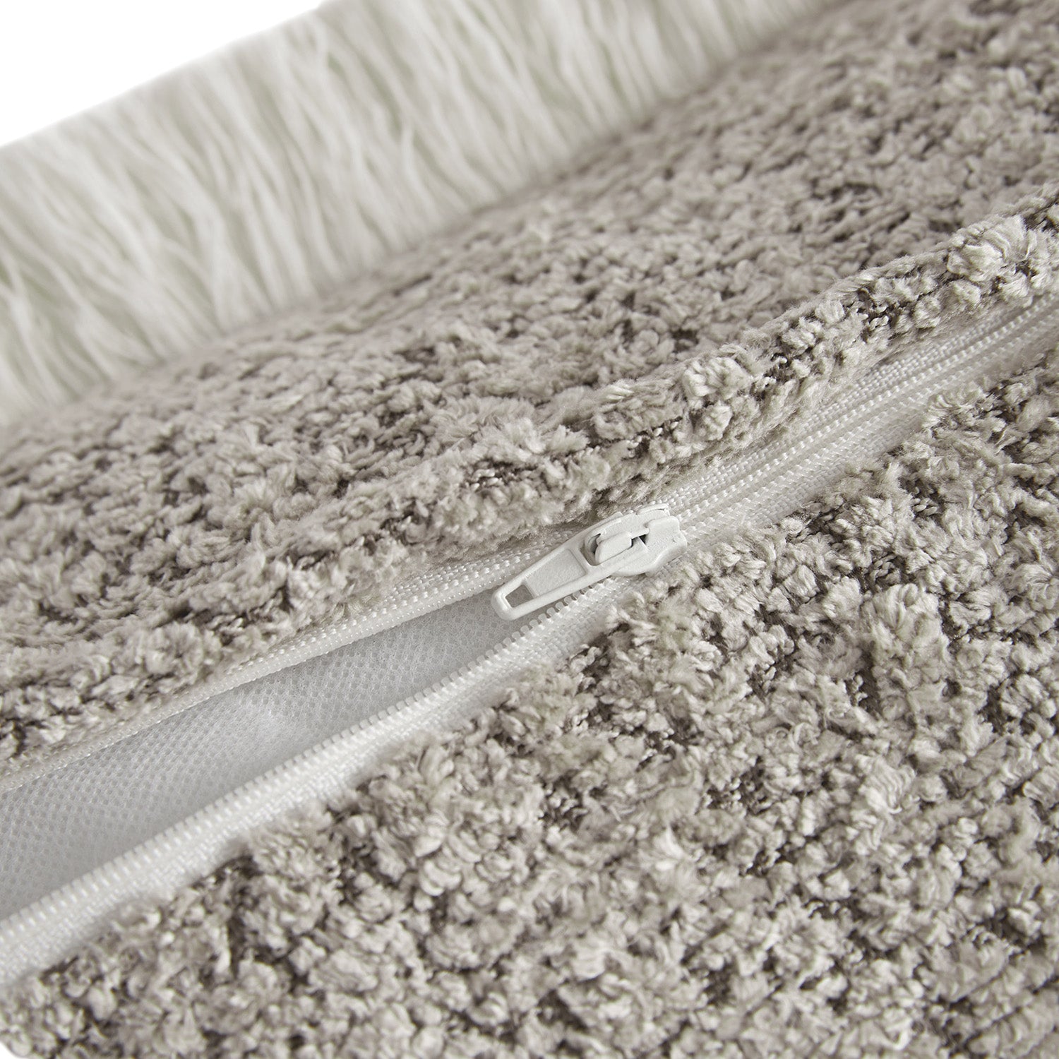 Kyra Stone Bouclé Fringed Rectangular Cushion | daals