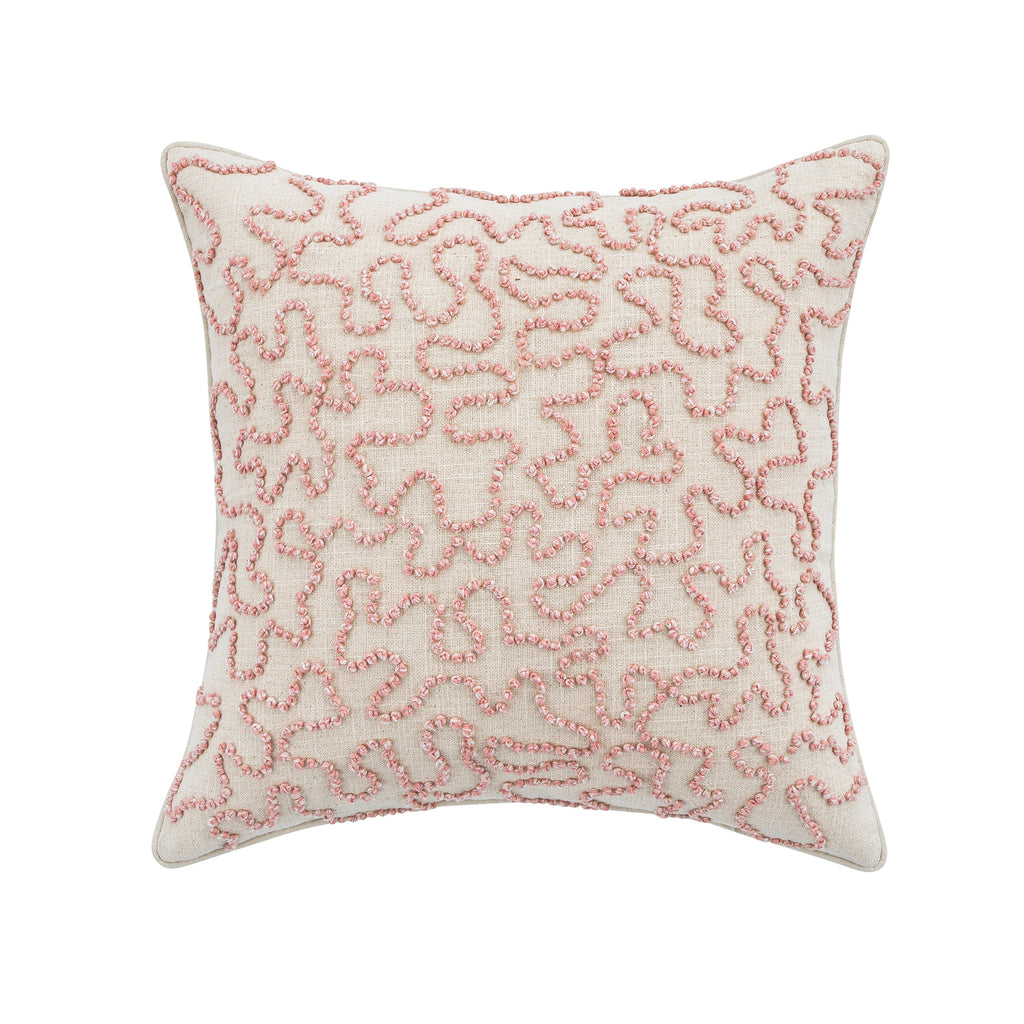 Dulcie Pink Wool French Knot Cushion | daals