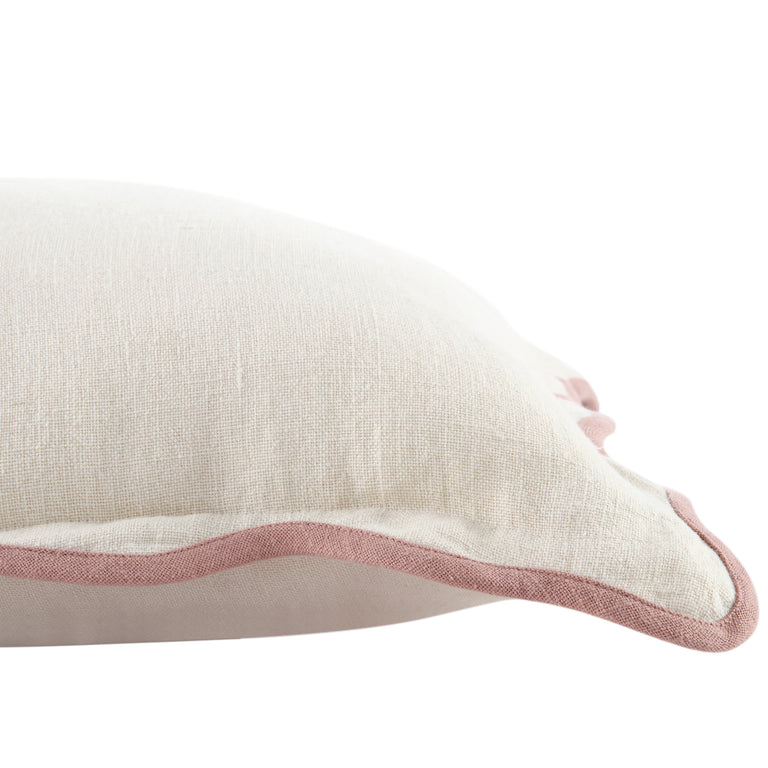 Evie Linen Dusky Pink Scalloped Square Cushion | daals