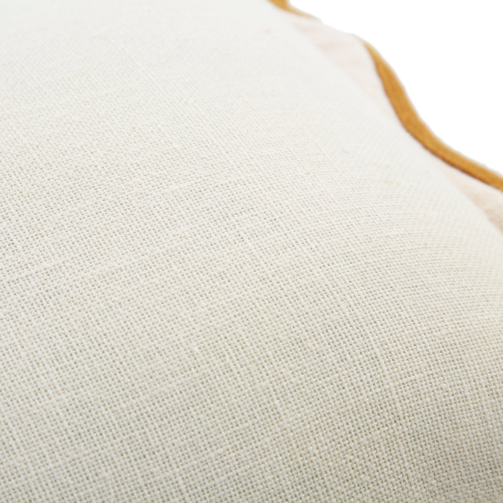 Evie Linen Butterscotch Scalloped Rectangular Cushion | daals