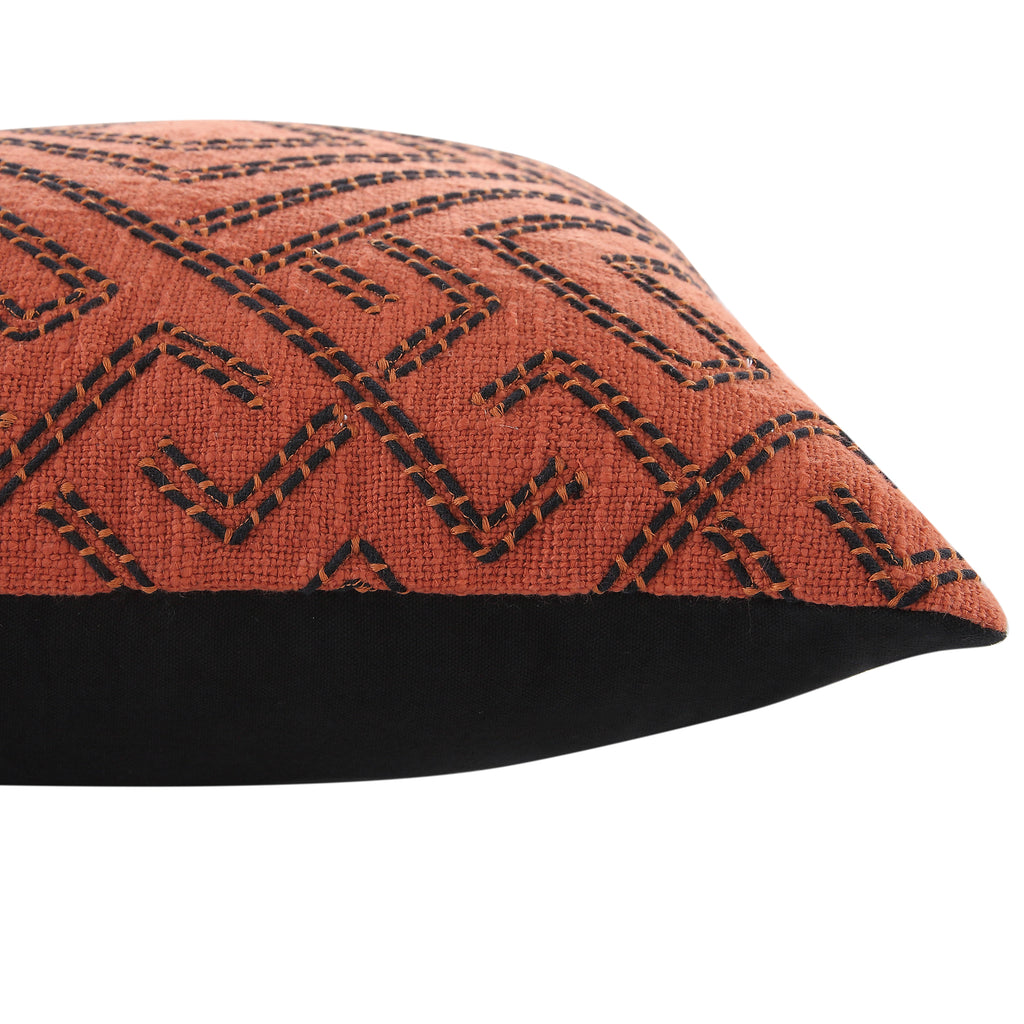 Javari Burnt Terracotta Cord Stitched Cushion | daals