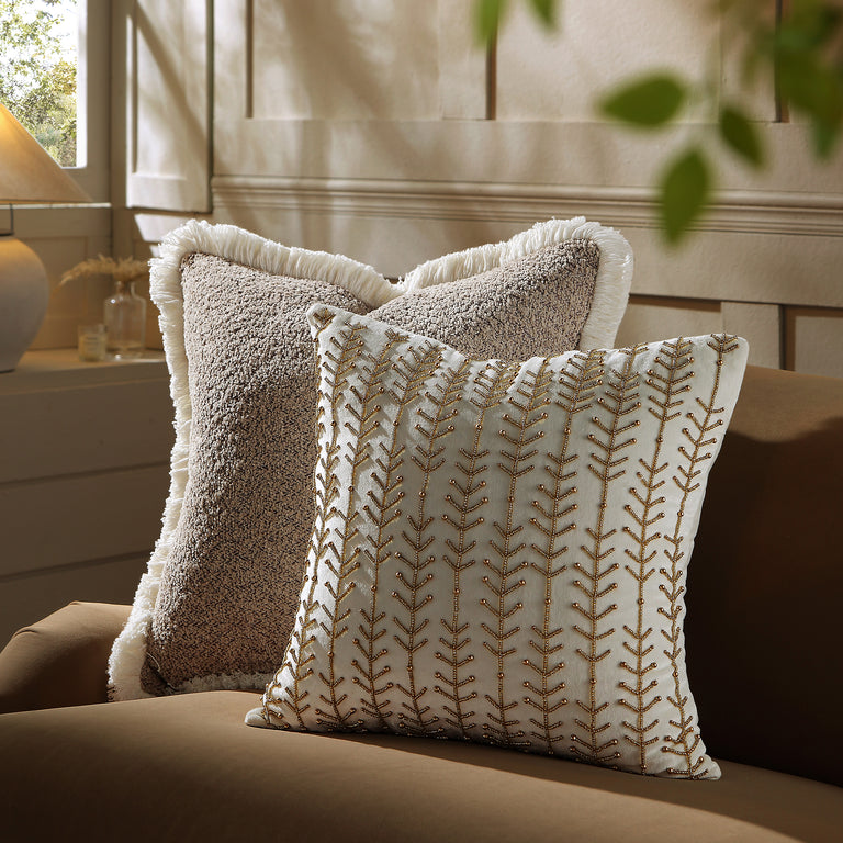 Luxe Collection Linear Stem Hand Beaded Velvet Cushion | daals