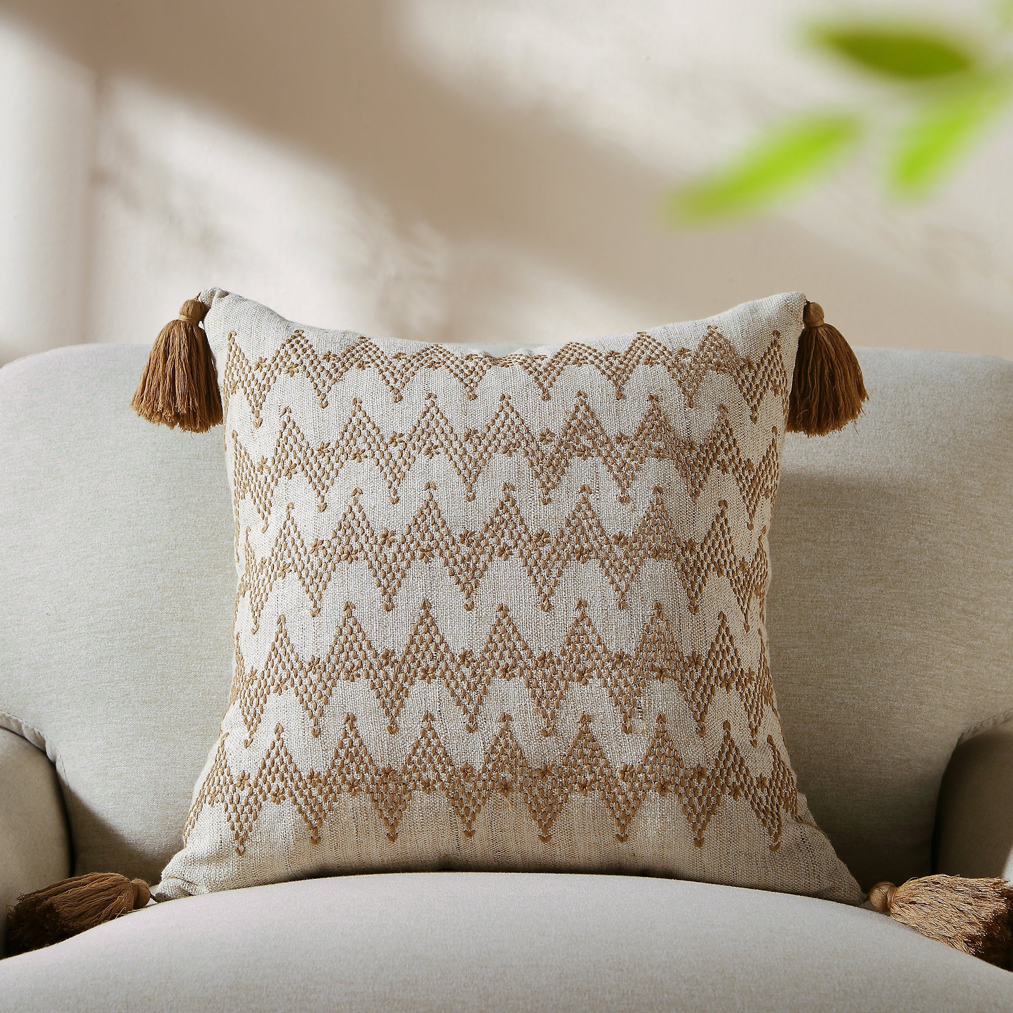 Boho Collection River Running Stitch Cushion | daals