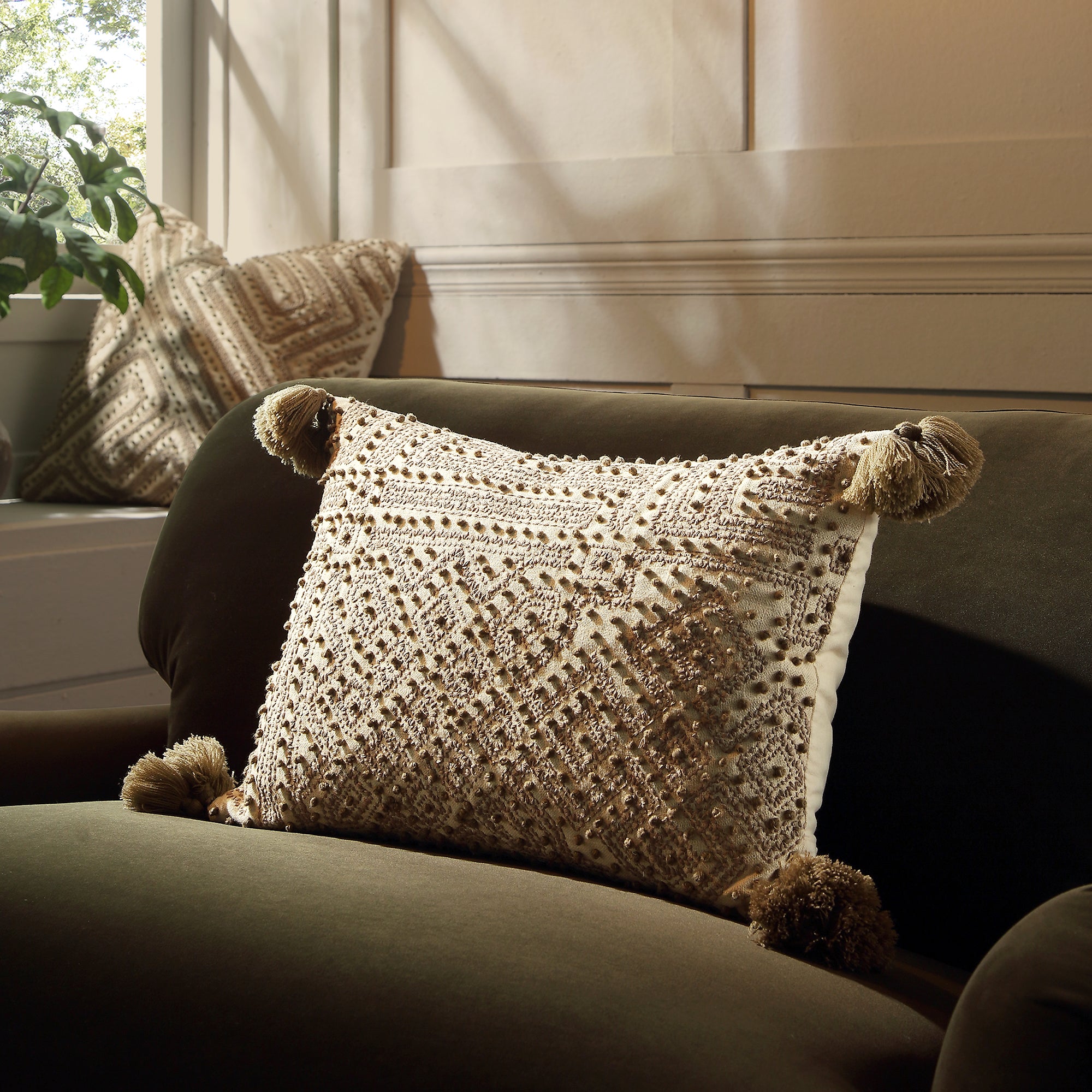 Boho Collection Savannah French Knot Tassel Cushion | daals