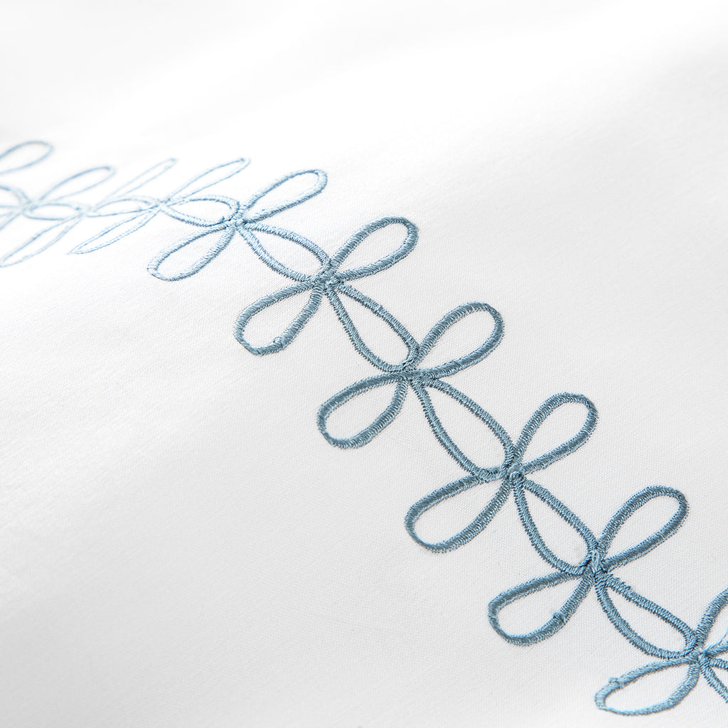 Milano | 600 TC Sateen Duvet Set - Air Force Blue Knot Embroidery | daals