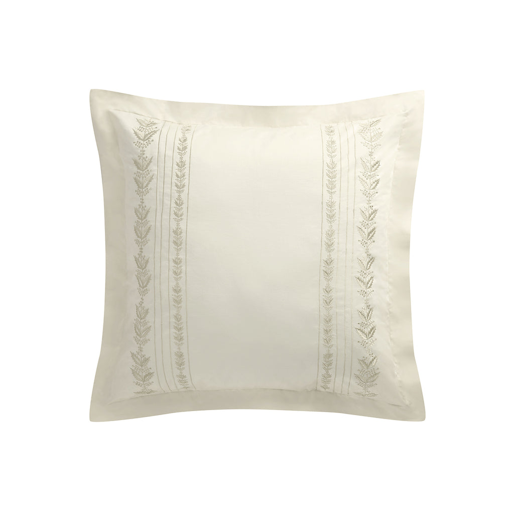 Gabrielle Ivory Leaf Embroidered 600 Thread Count Cotton Sateen Contin ...