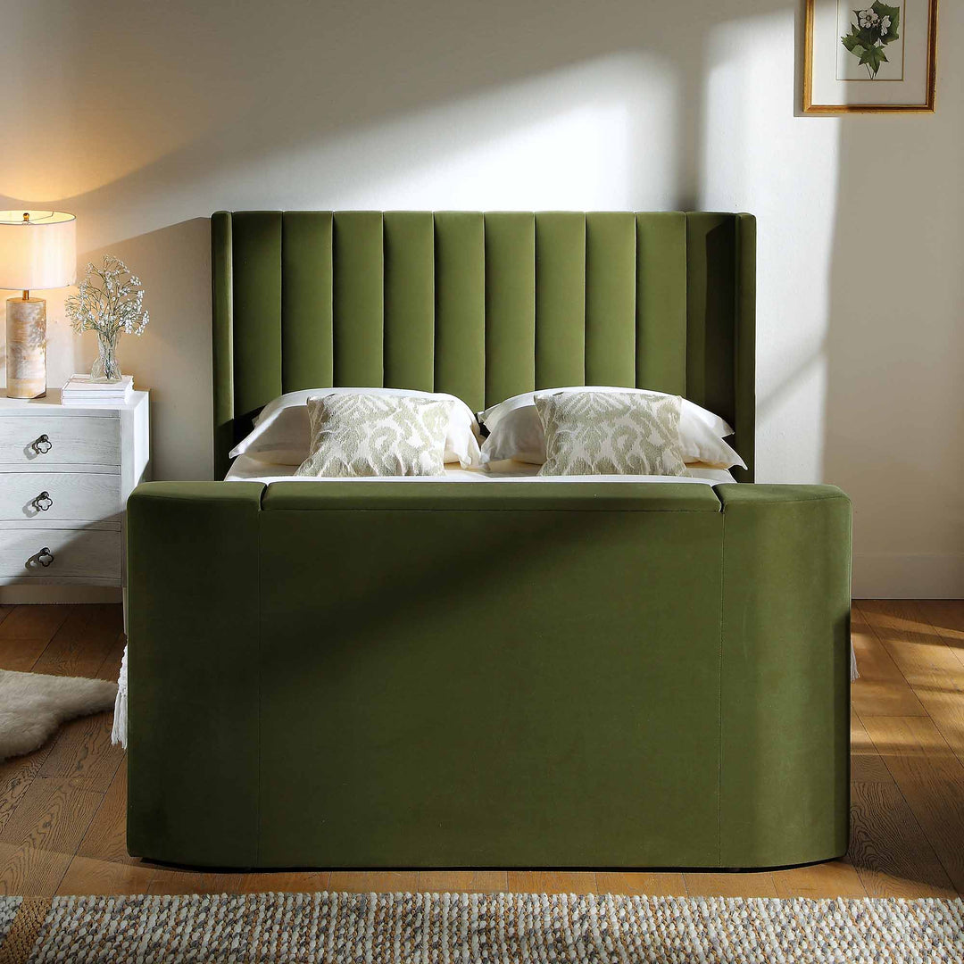 Wilton Moss Green Velvet Ottoman TV Bed | daals