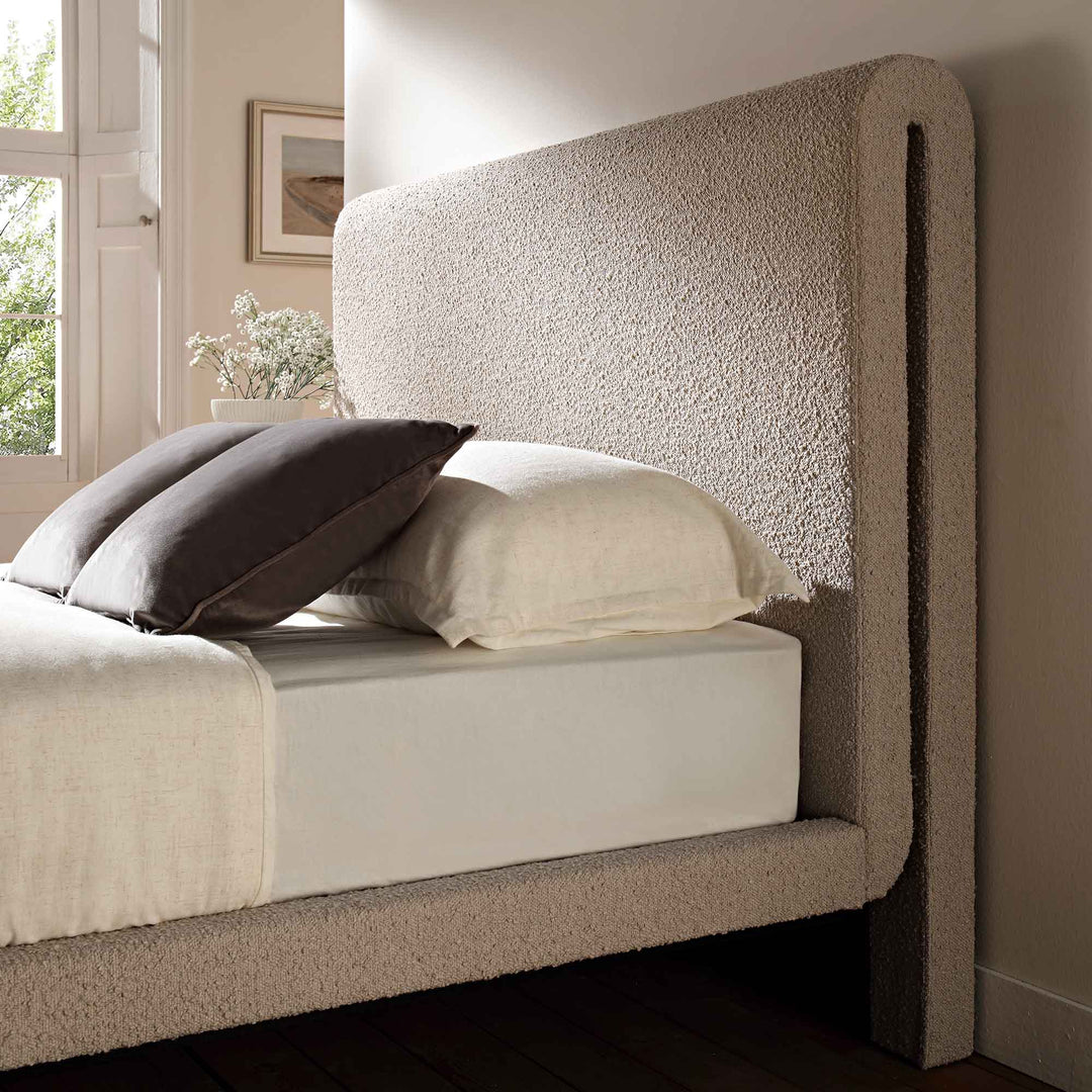 Hampstead Taupe Boucle Curved Bed | daals