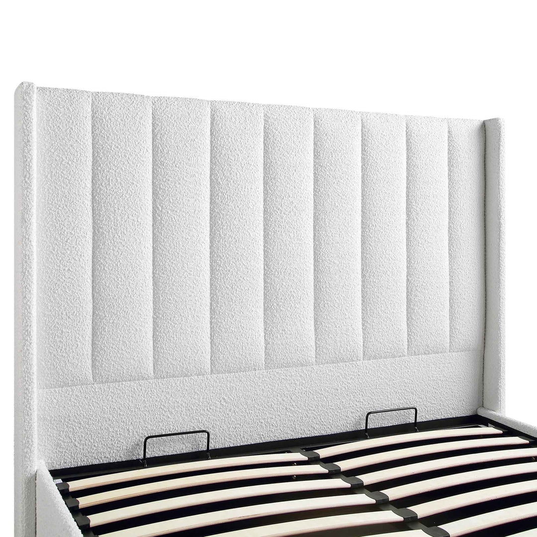 Wilton White Boucle Ottoman Storage Bed | daals