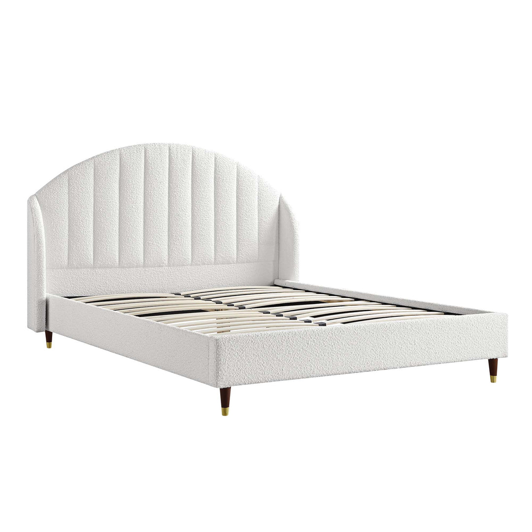 Eleanor White Boucle Upholstered Bed Frame with Domed Headboard | daals