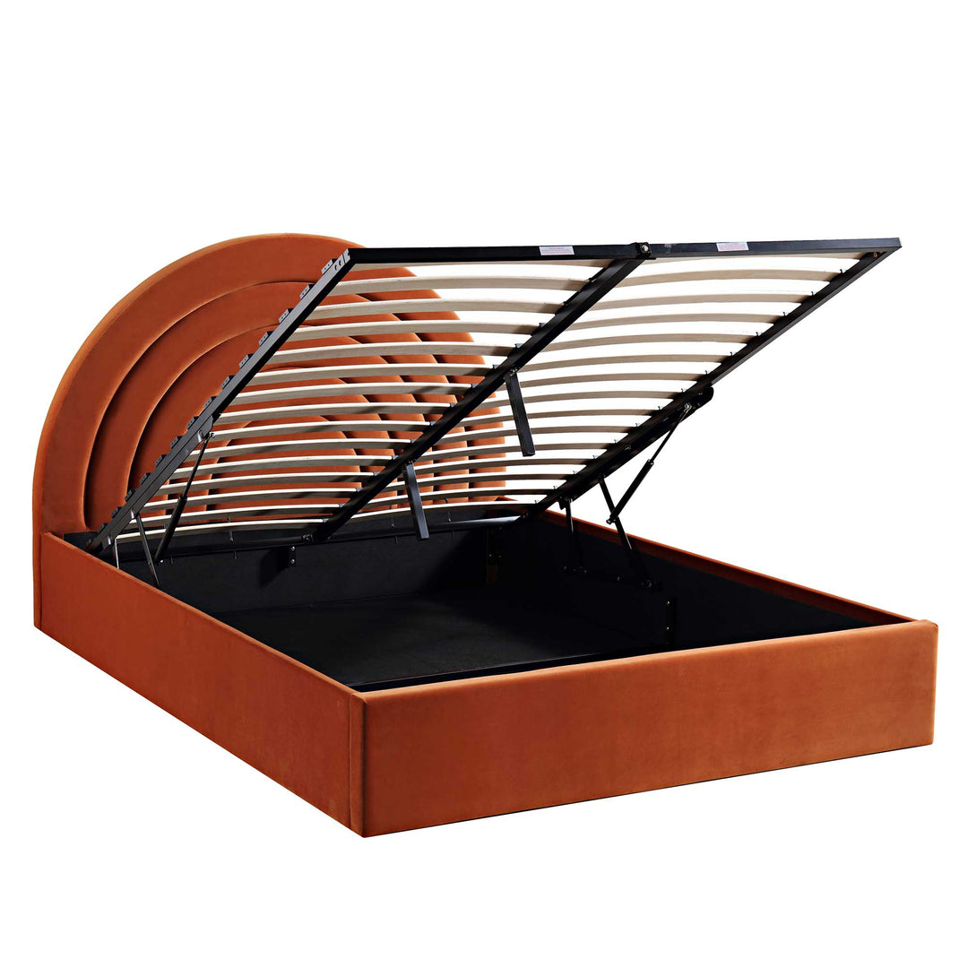 Archer Rust Velvet Ottoman Storage Bed | daals