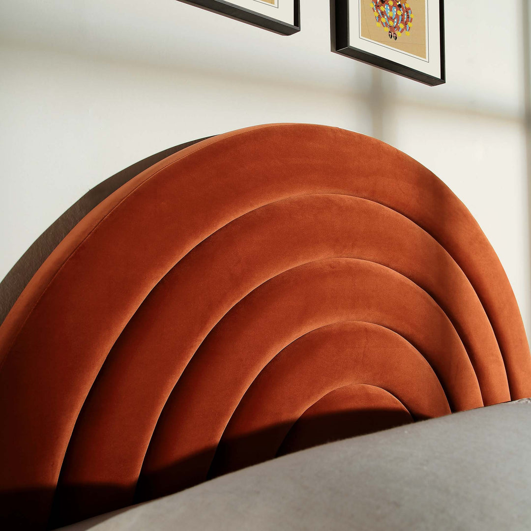 Archer Rust Velvet Ottoman Storage Bed | daals