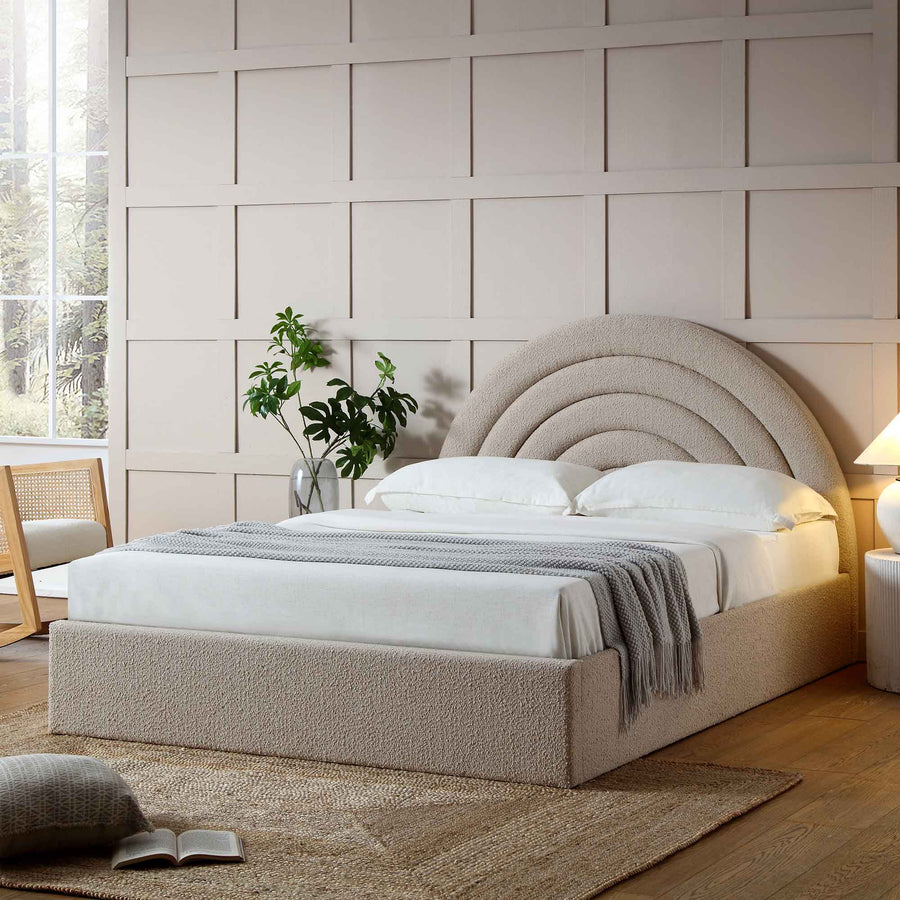 Archer Taupe Boucle Ottoman Storage Bed | daals