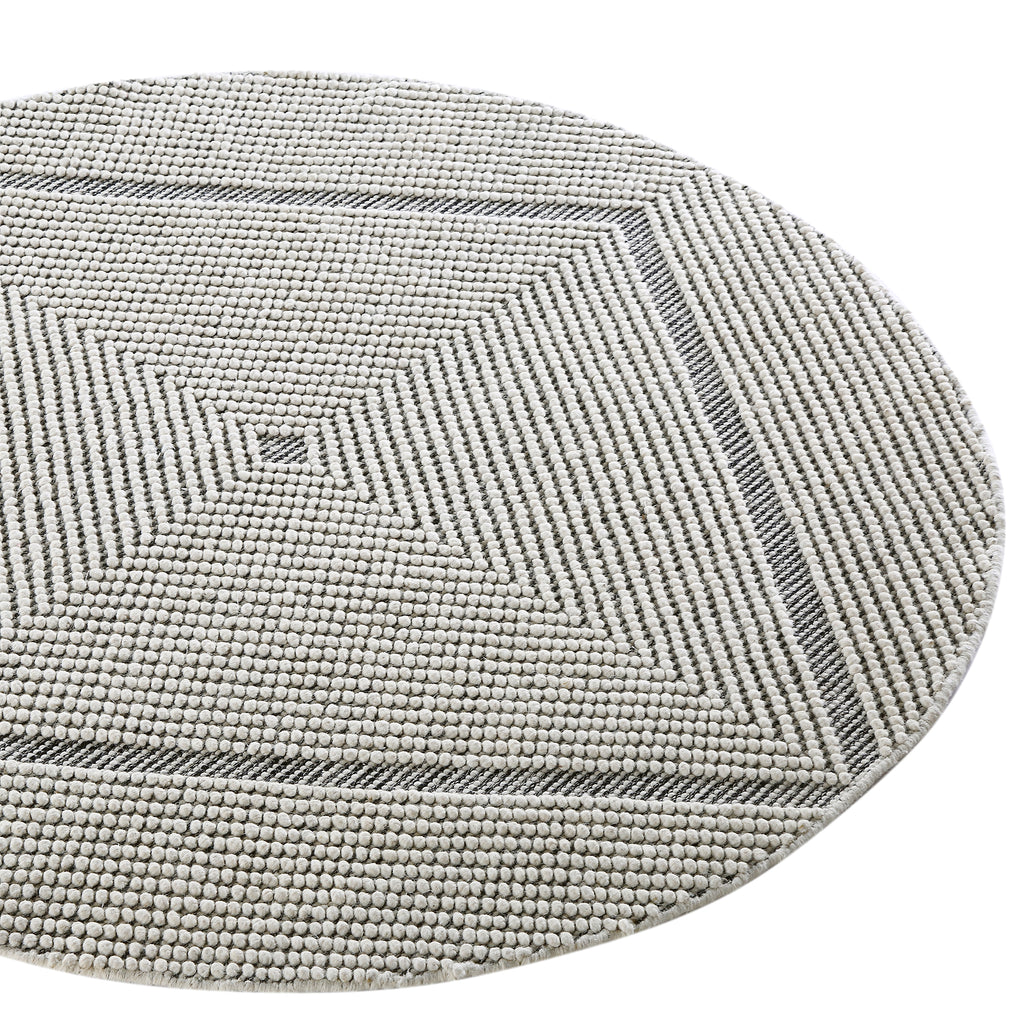 Avanti Handwoven Salt and Pepper Diamond Bobble Wool Round Rug | daals