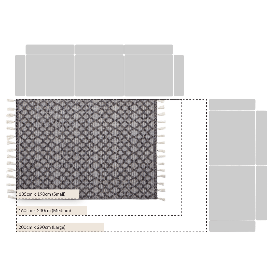 Avanti Handwoven Warm Grey Diamond Bobble Wool Rug | daals