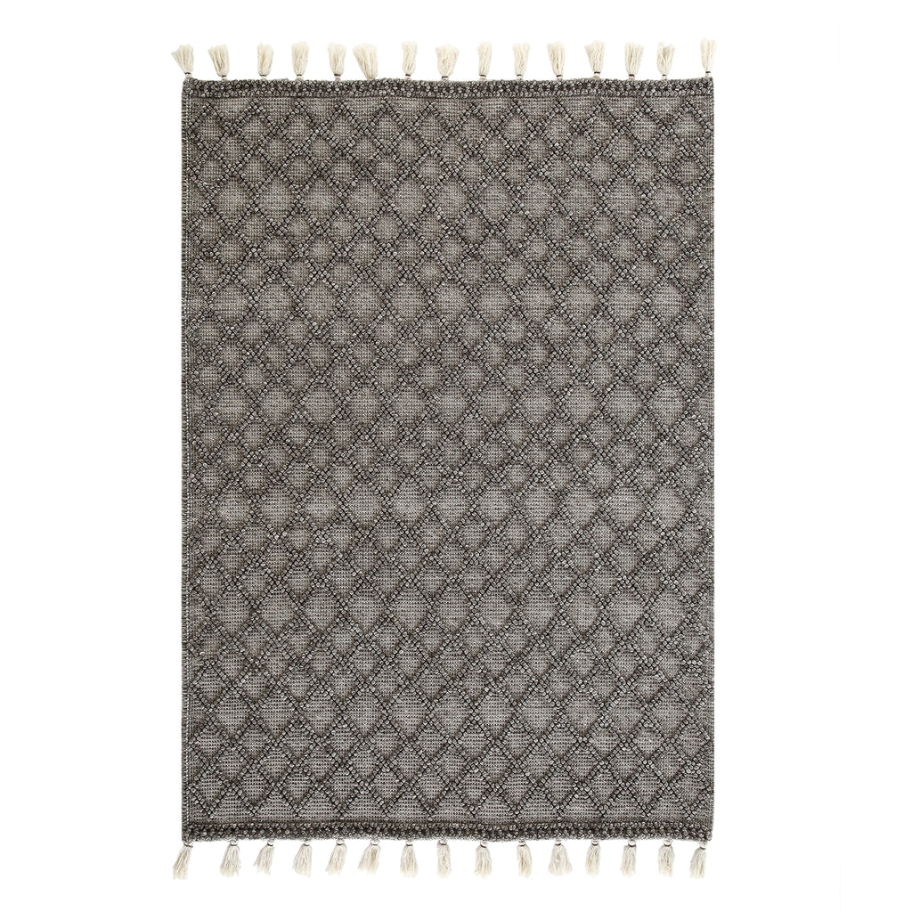 Avanti Handwoven Warm Grey Diamond Bobble Wool Rug | daals