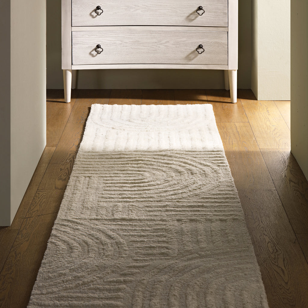Geo Curve Cream Hand Tufted New Zealand Wool Runner | daals