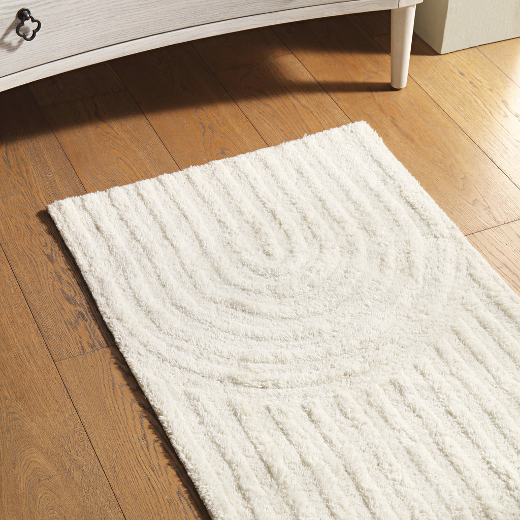 Geo Curve Cream Hand Tufted New Zealand Wool Runner | daals