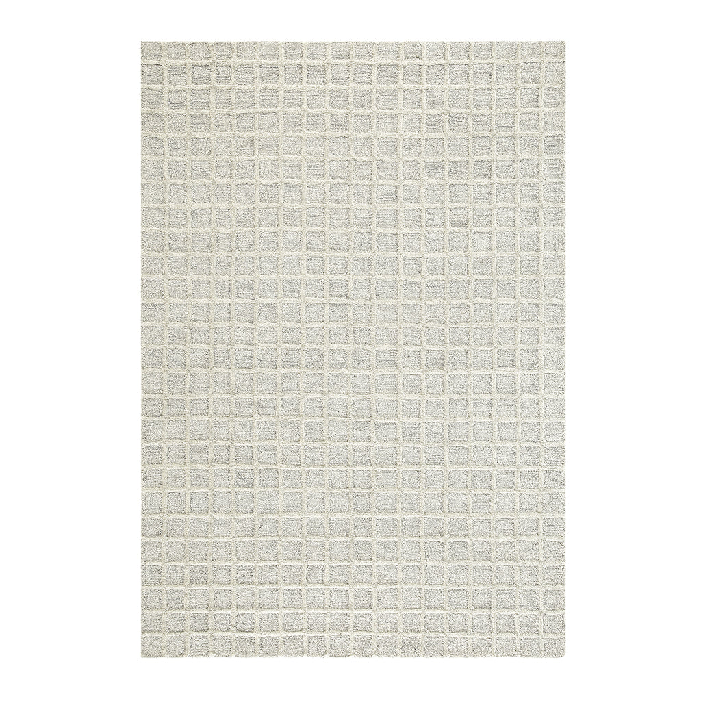 Harlem Cream Wool and Jute Checkered Hand Tufted Rectangular Rug | daals