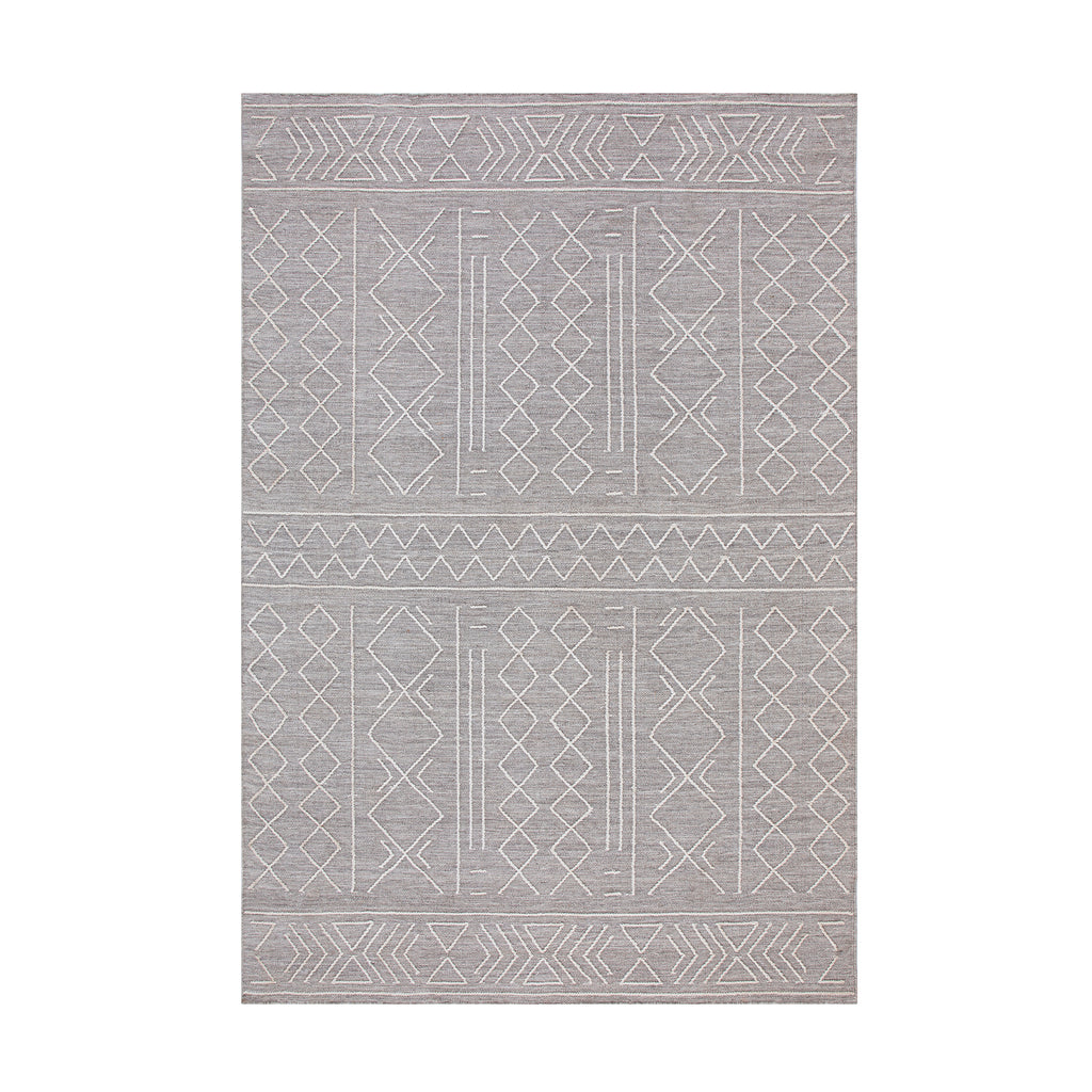 Nyla Aztec Indoor Outdoor Handwoven Steel Grey Rug | daals