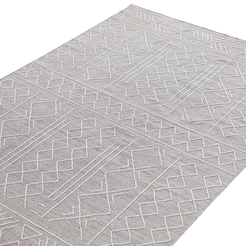 Nyla Aztec Indoor Outdoor Handwoven Steel Grey Rug | daals