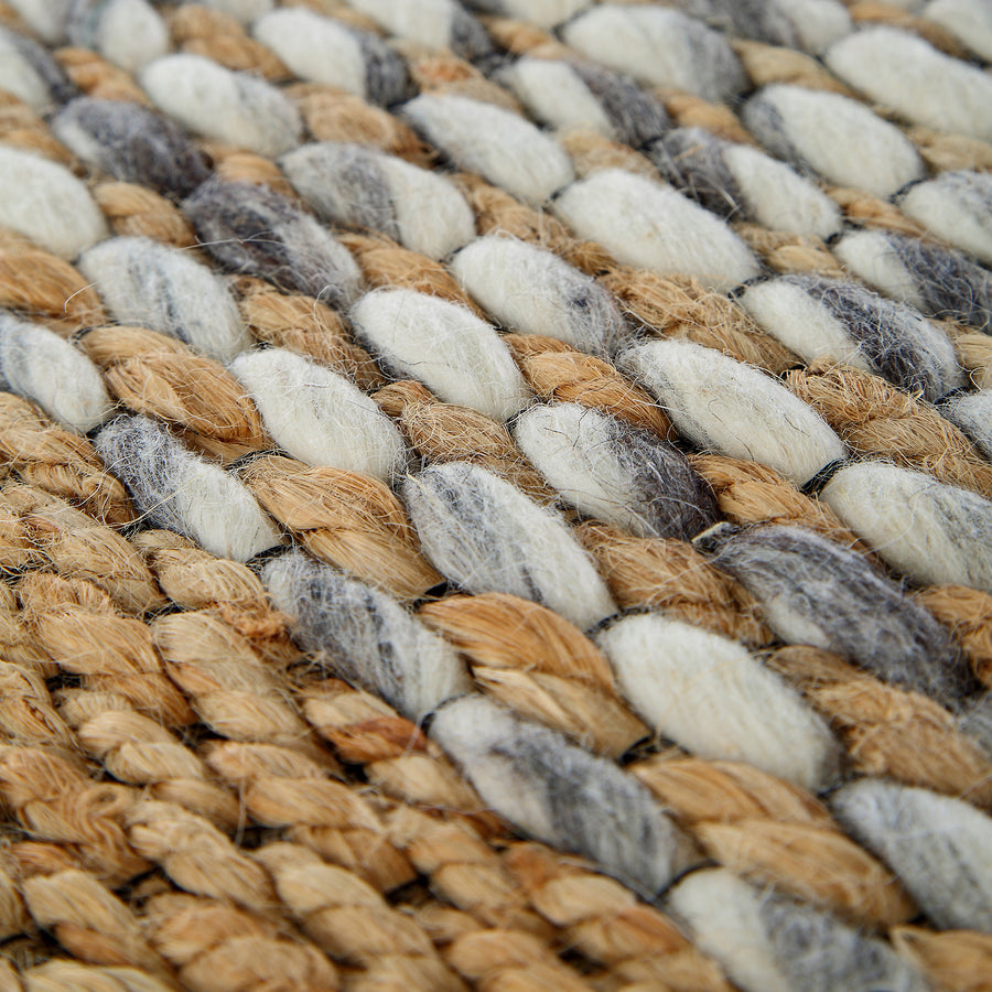 Kerala Variegated Wool and Jute Hand Braided Rug | daals