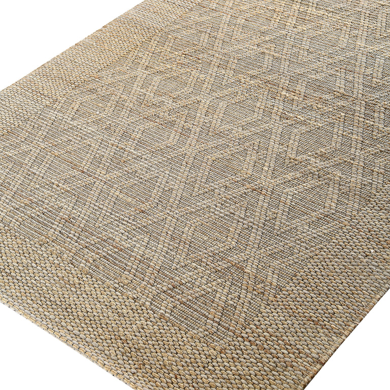 Cambria Wool and Jute Handwoven Patterned Rectangular Rug | daals