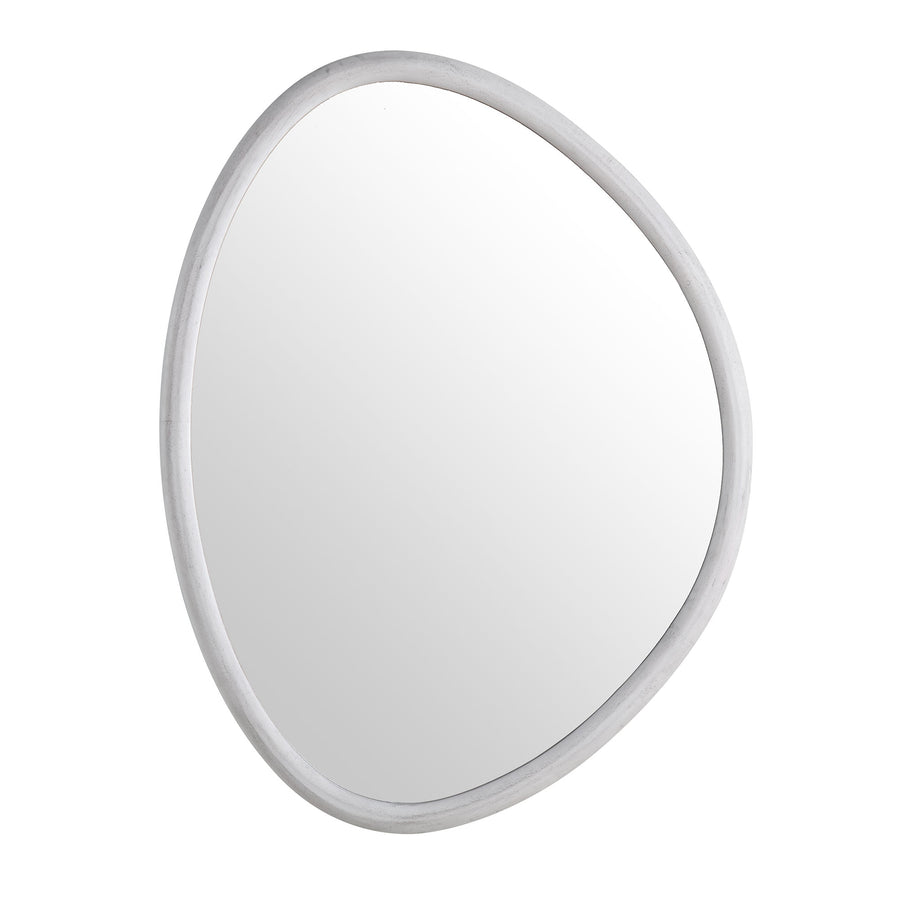 Edo Irregular Pebble Wall Wooden Mirror 100 x 76 cm, Washed White | daals