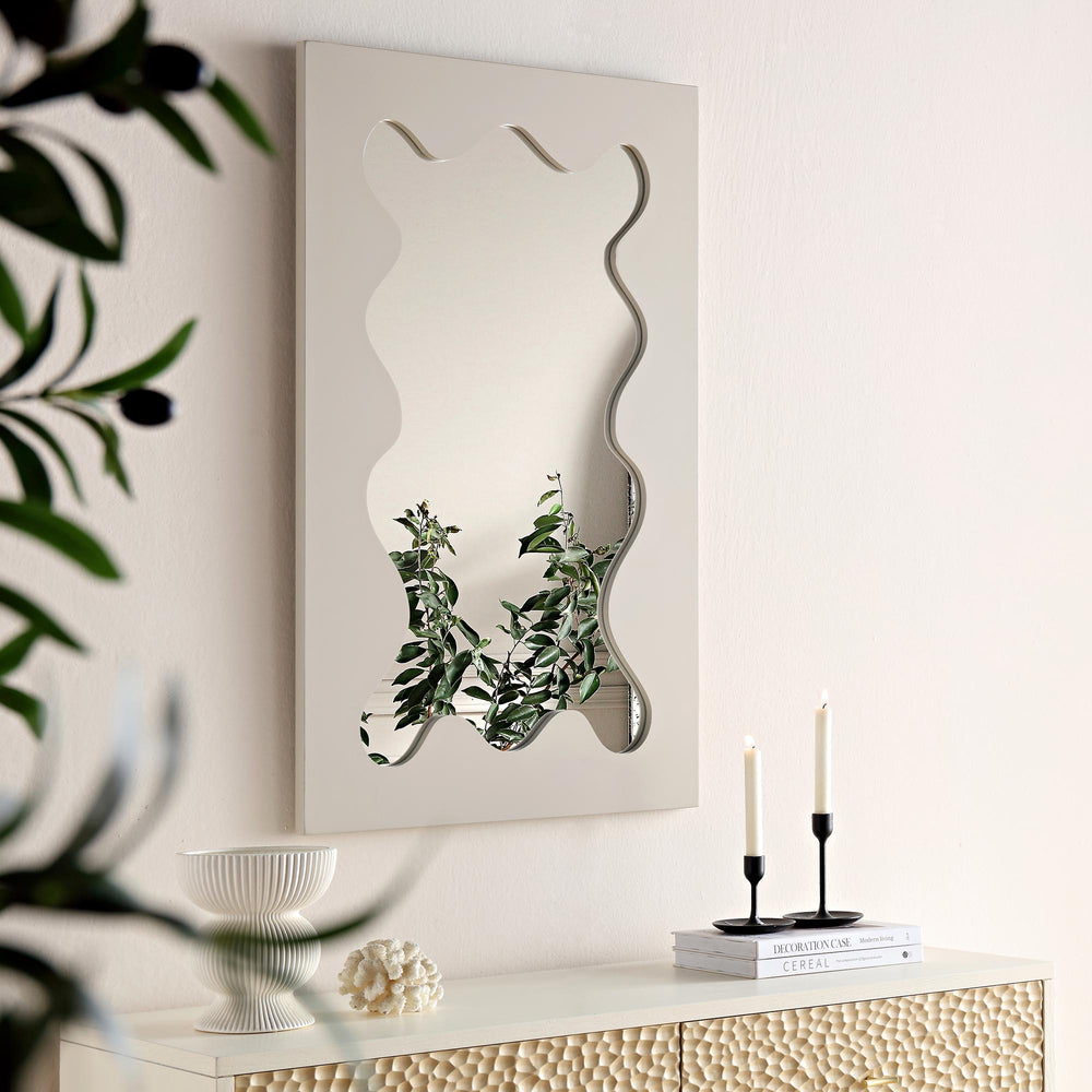 Destin Wave Mirror 100 x 60 cm, Taupe Gloss | daals