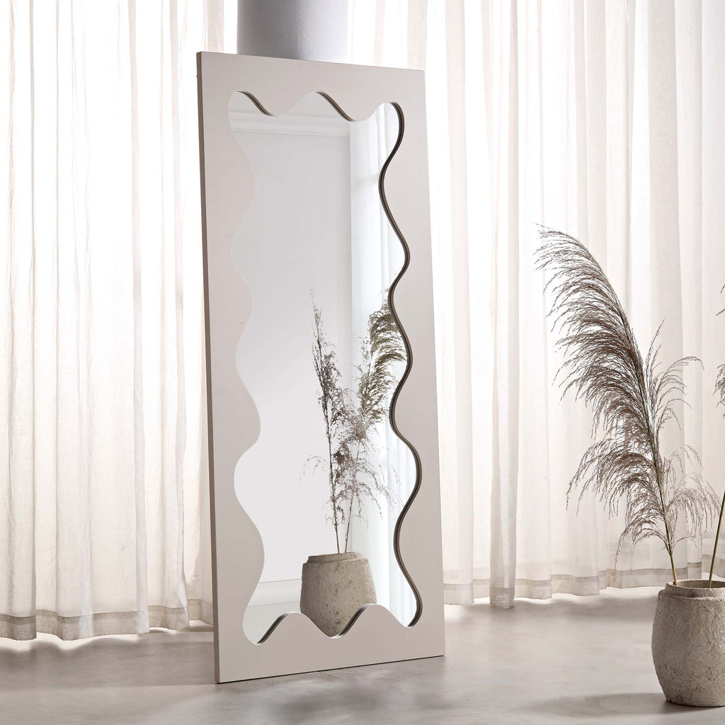 Destin Wave Mirror 160 x 70 cm, Taupe Gloss | daals