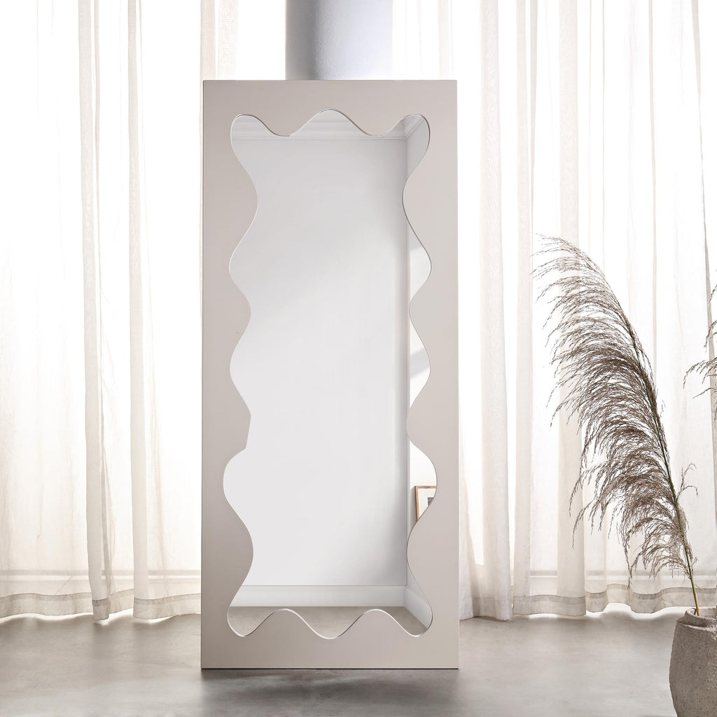 Destin Wave Mirror 160 x 70 cm, Taupe Gloss | daals