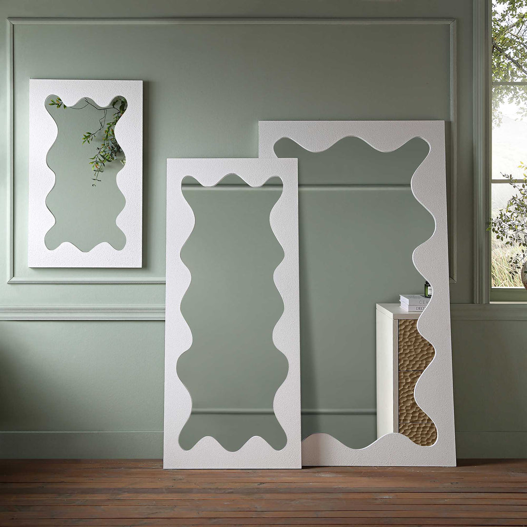 Destin Wave Mirror 180 x 100 cm, White Matte | daals