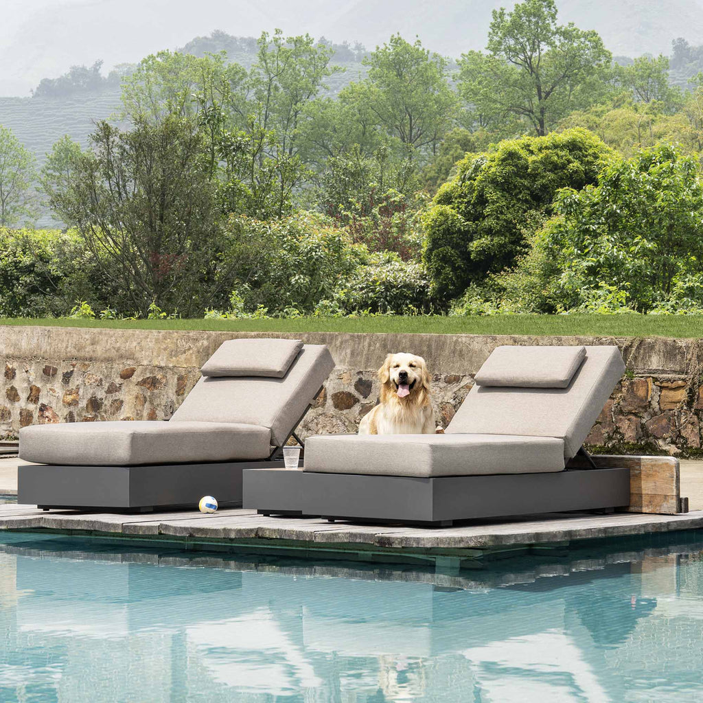 Jardin Aluminium Outdoor Sun Lounger Set, Granite | daals