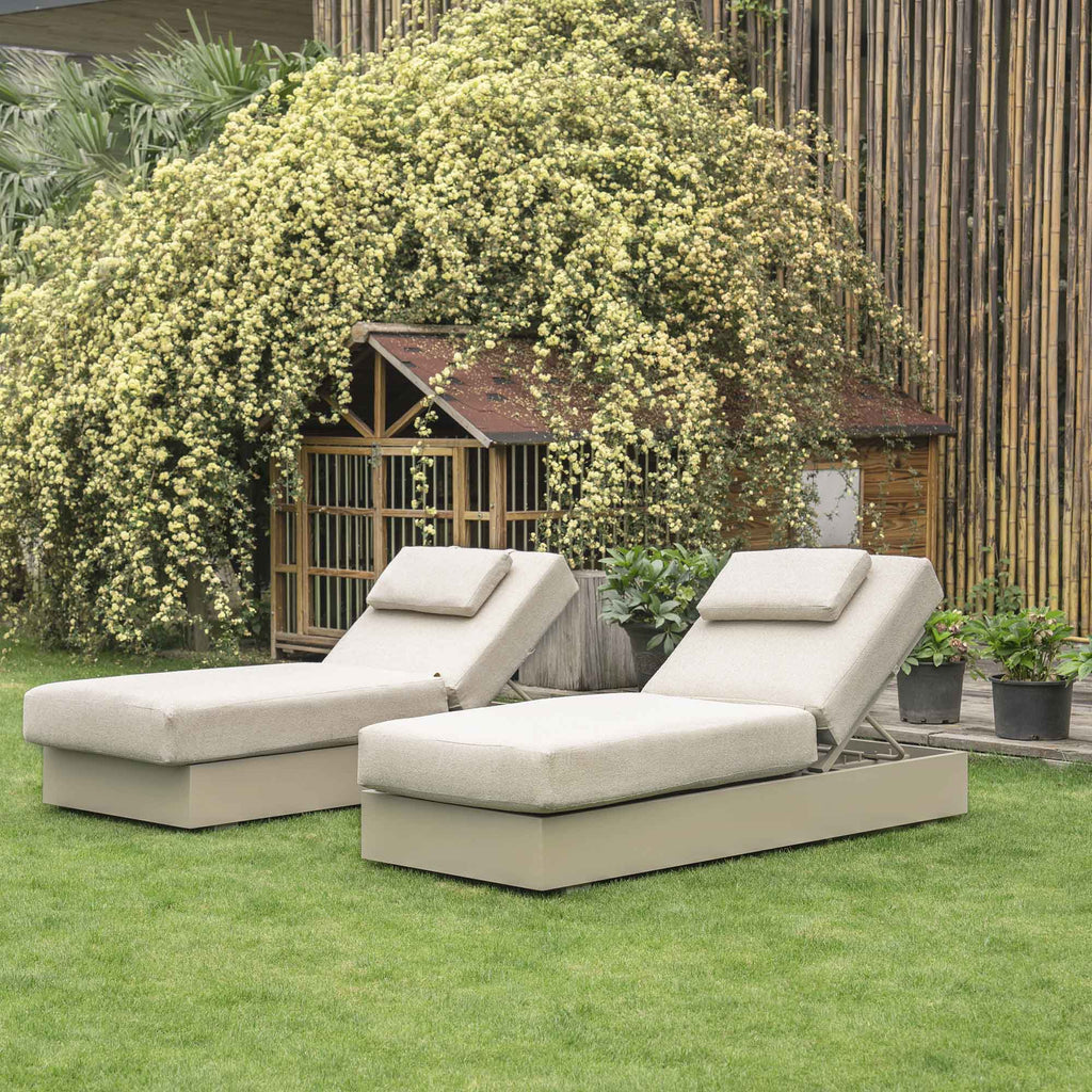 Jardin Aluminium Outdoor Sun Lounger Set, Pumice | daals