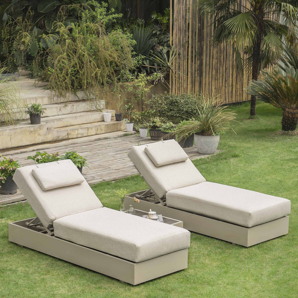 Jardin Aluminium Outdoor Sun Lounger Set, Pumice | daals