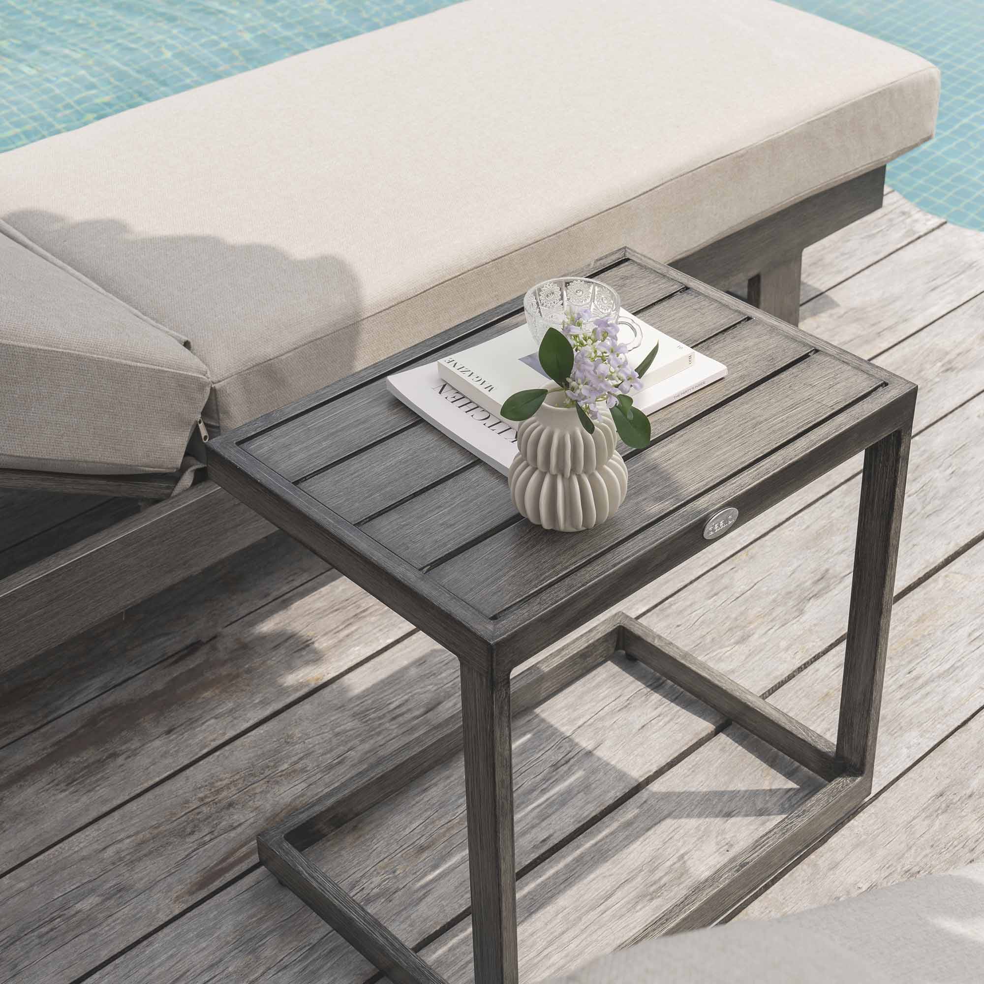 Montrose Aluminium Outdoor Sun Lounger Set, Brushed Silver Oak | daals