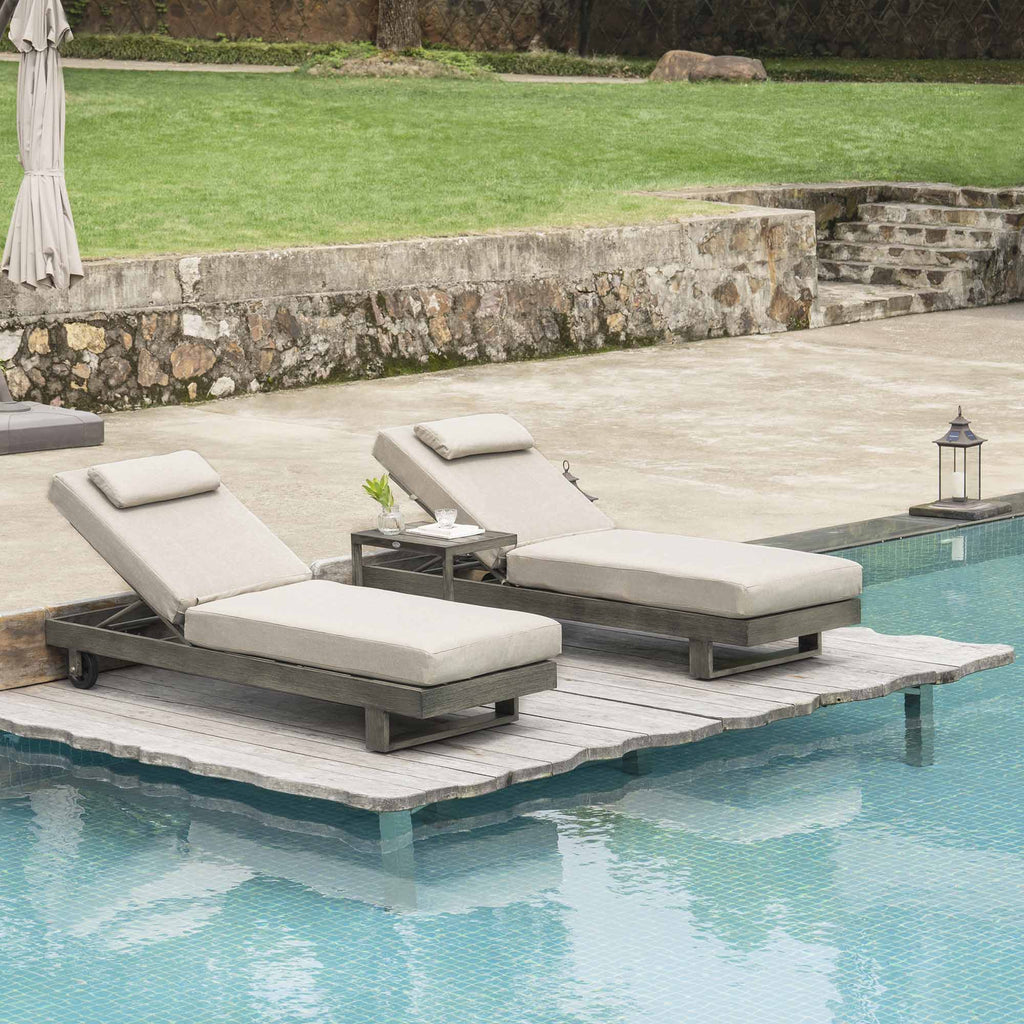 Montrose Aluminium Outdoor Sun Lounger Set, Brushed Silver Oak | daals
