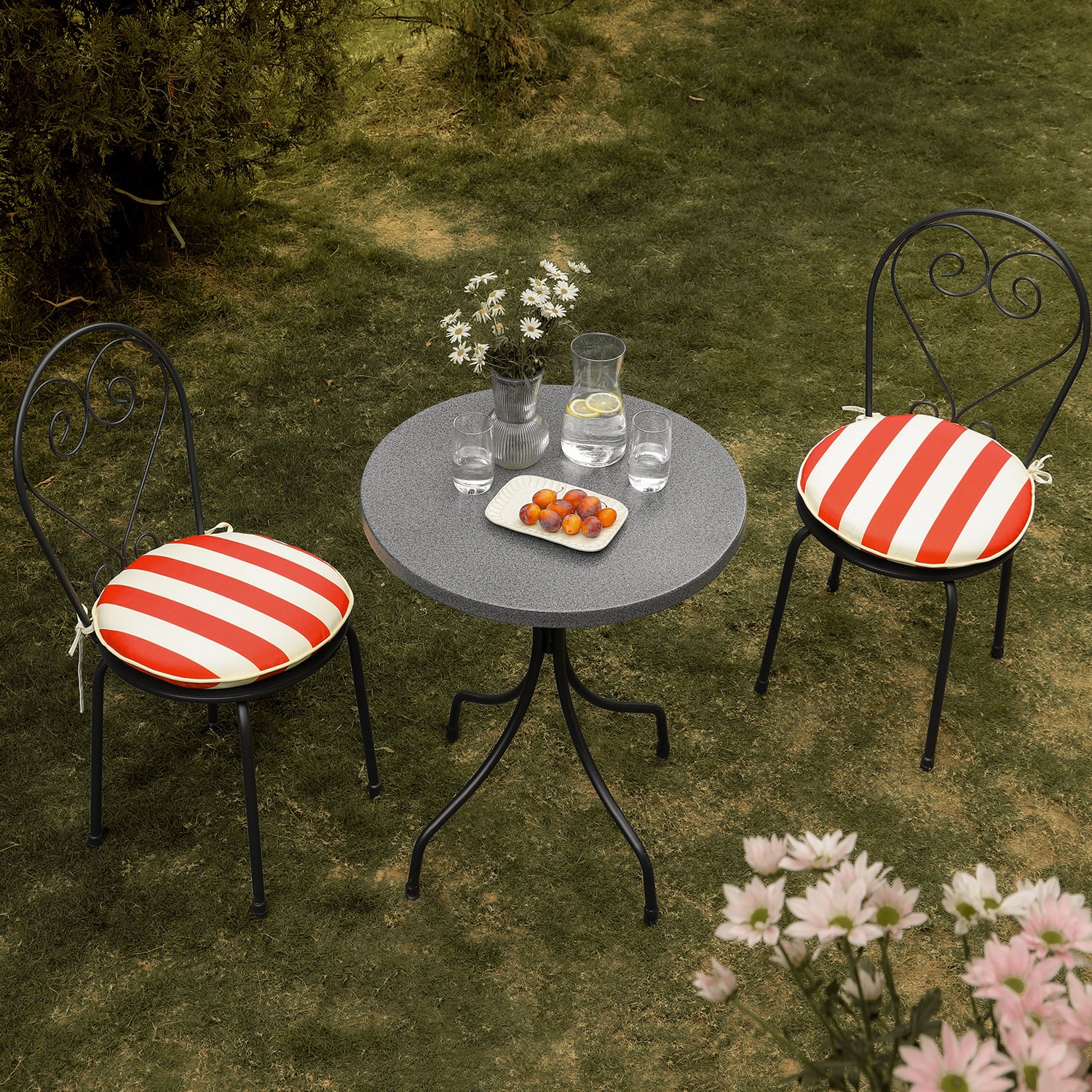 Haymes Metal Indoor and Outdoor Bistro Set, Scarlet Stripe | daals