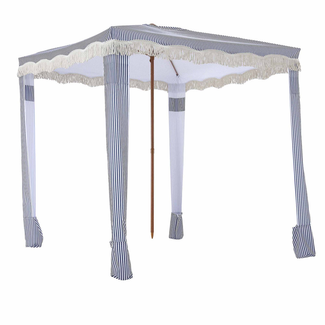 Gabriel Blue and White Striped Fringed Cabana | daals