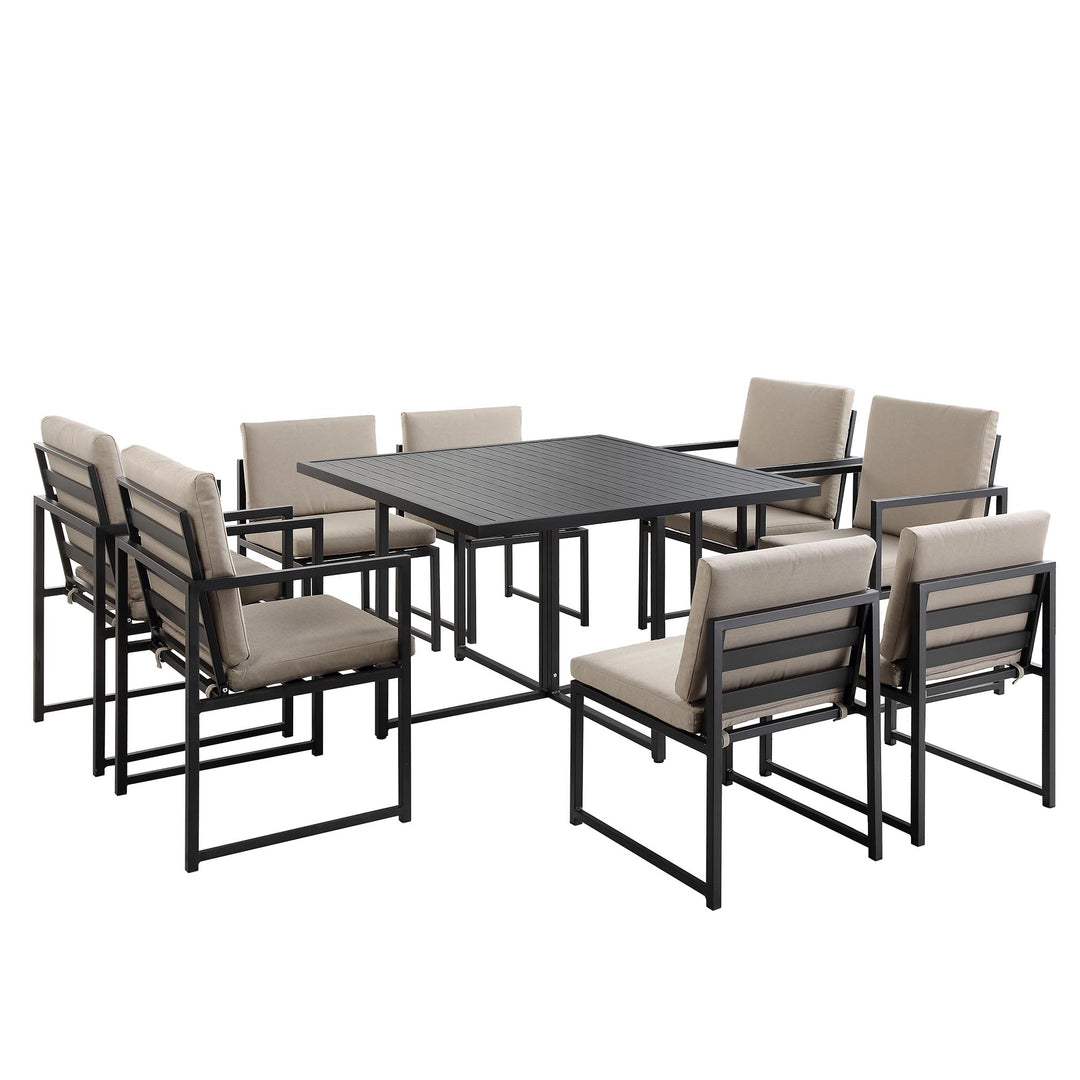 Albany Aluminium 9-Piece Outdoor Cube Dining Set,Taupe | daals