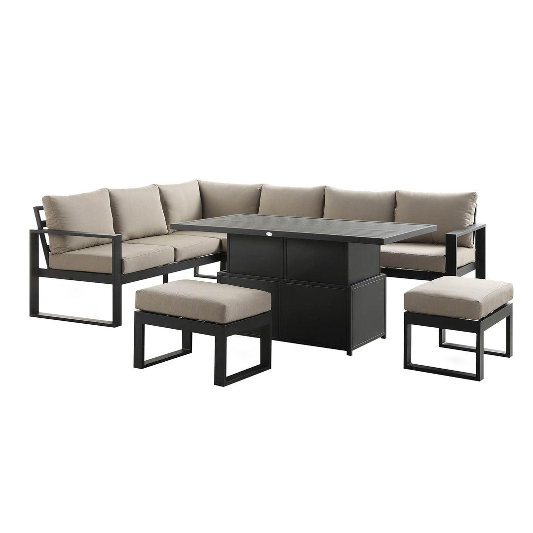 Albany Aluminium Large Corner Casual Dining Set with Rising Table, Tau ...