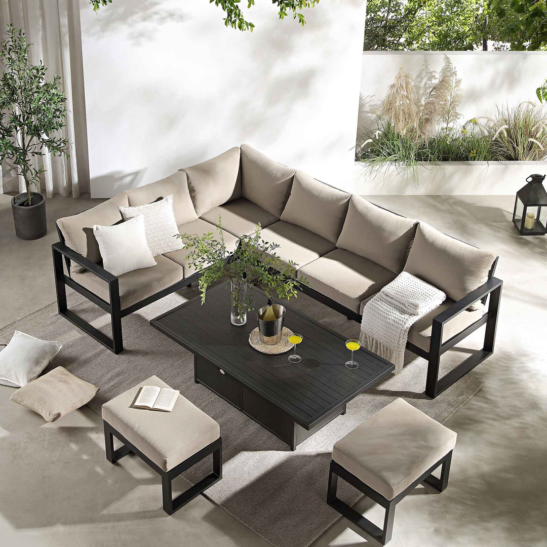 Albany Aluminium Large Corner Casual Dining Set with Rising Table, Tau ...