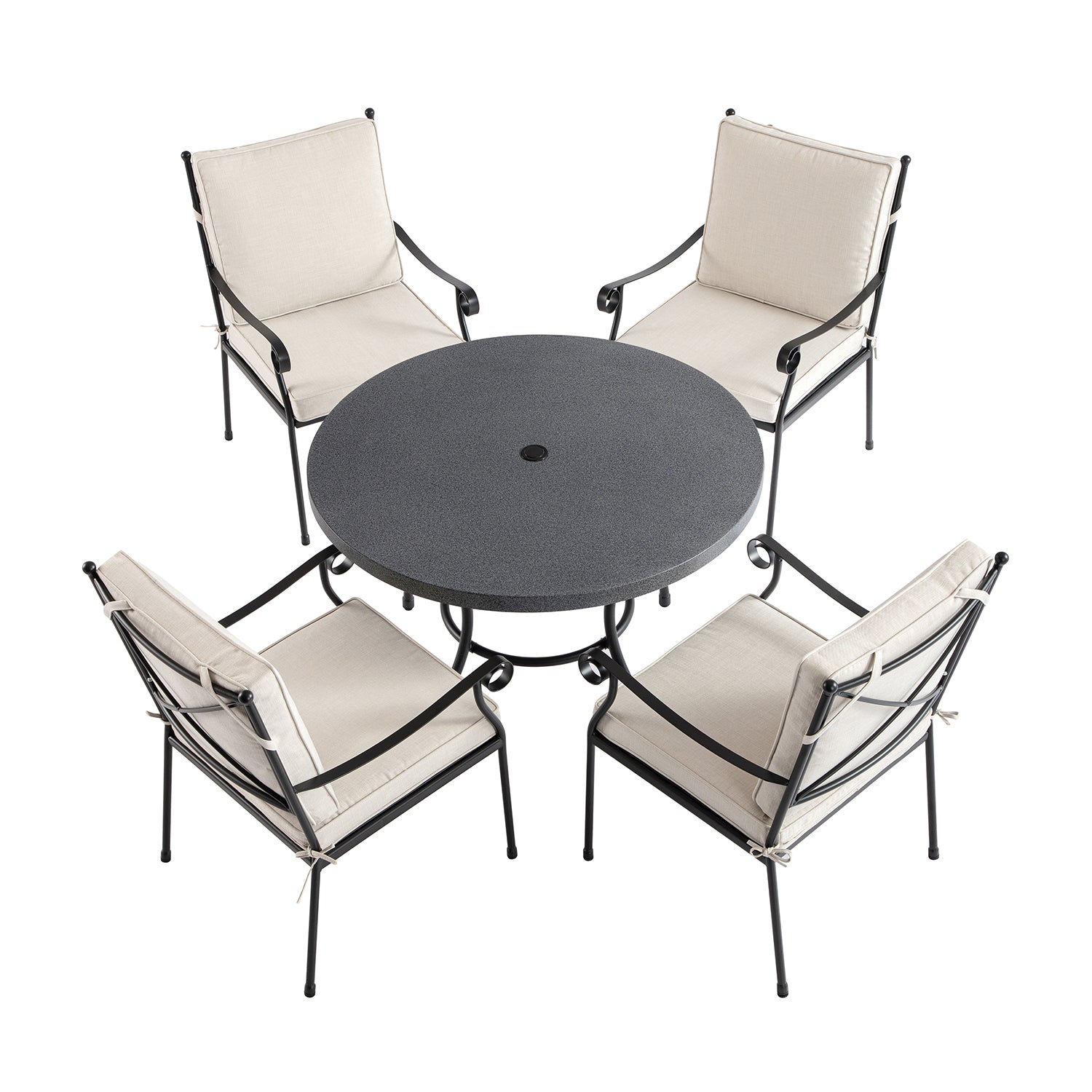 Haymes Indoor and Outdoor Metal 4-Seater Round Dining Set, Beige | daals
