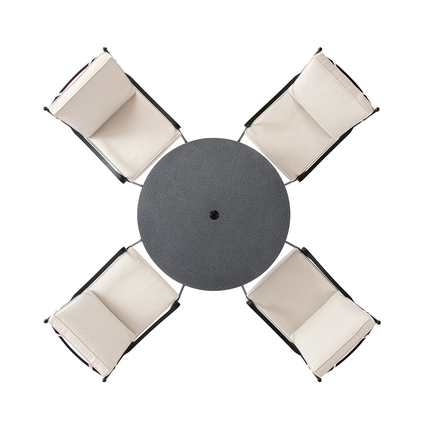 Haymes Indoor and Outdoor Metal 4-Seater Round Dining Set, Beige | daals